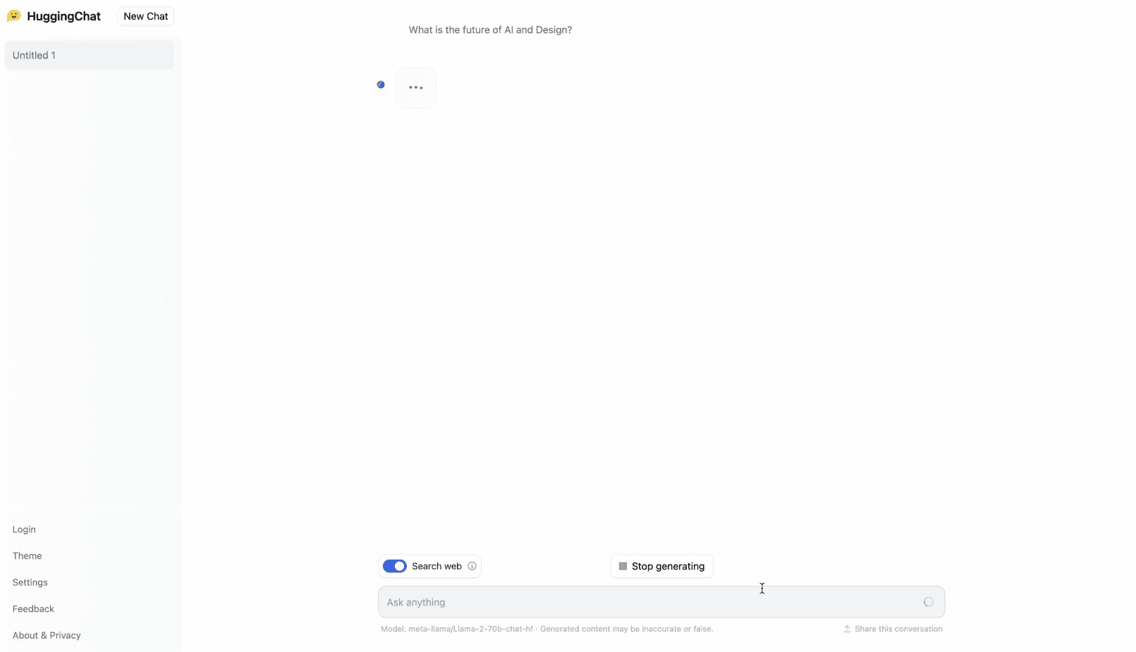 Hugging Face Chatbot (LLama) - Conversational AI-UX Interaction