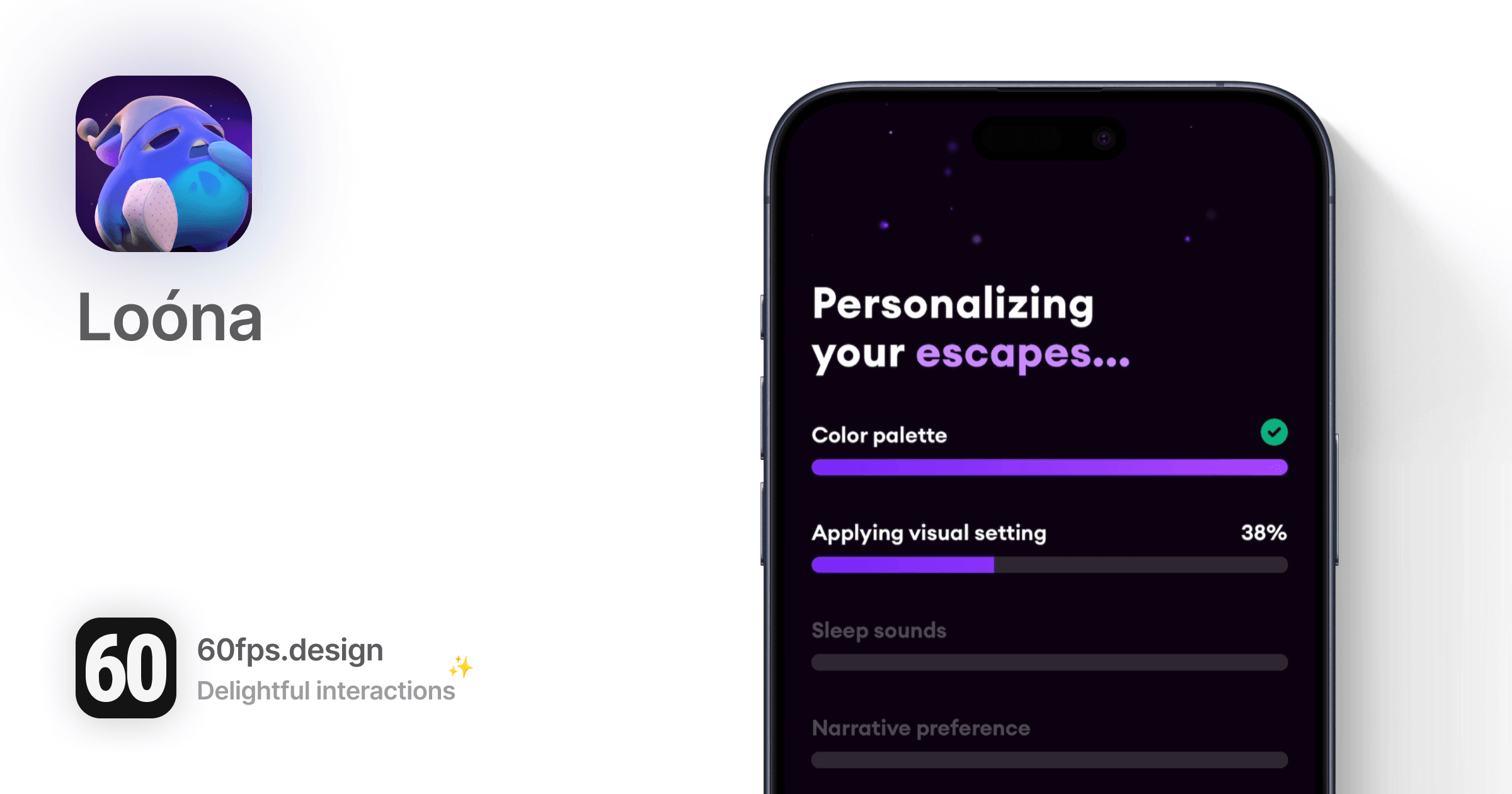 Loóna iOS App UI/UX animation