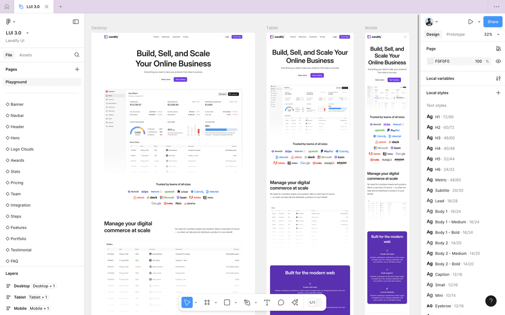 Landify UI – Figma Landing Page UI Kit for Modern Websites