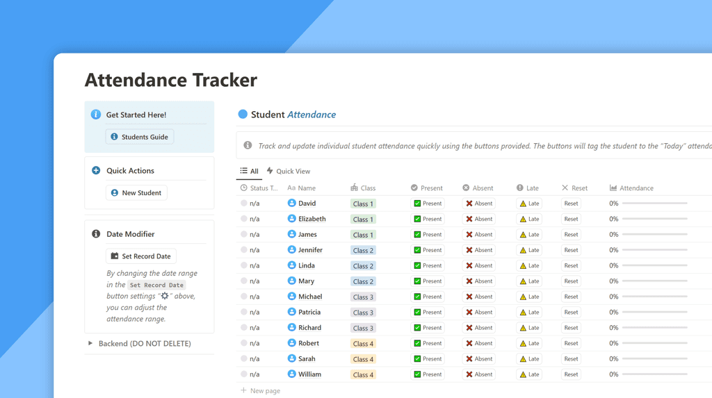 Create a Student Data Tracking Template in Notion