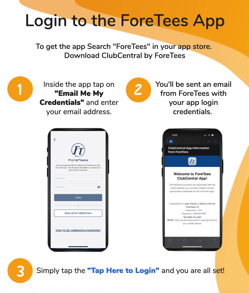 Login to the ClubCentral App