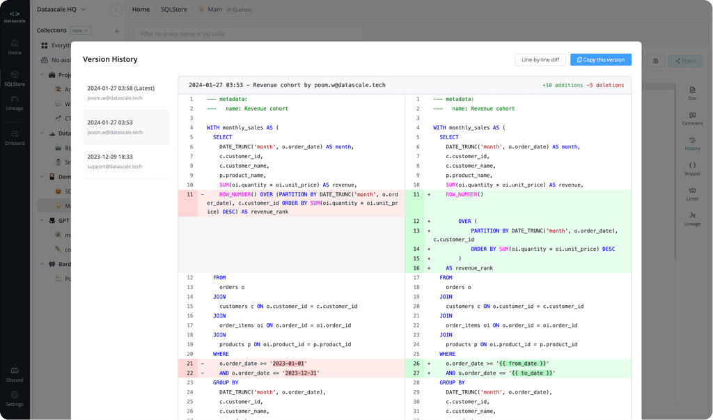Datascale: Data Modeling from SQL