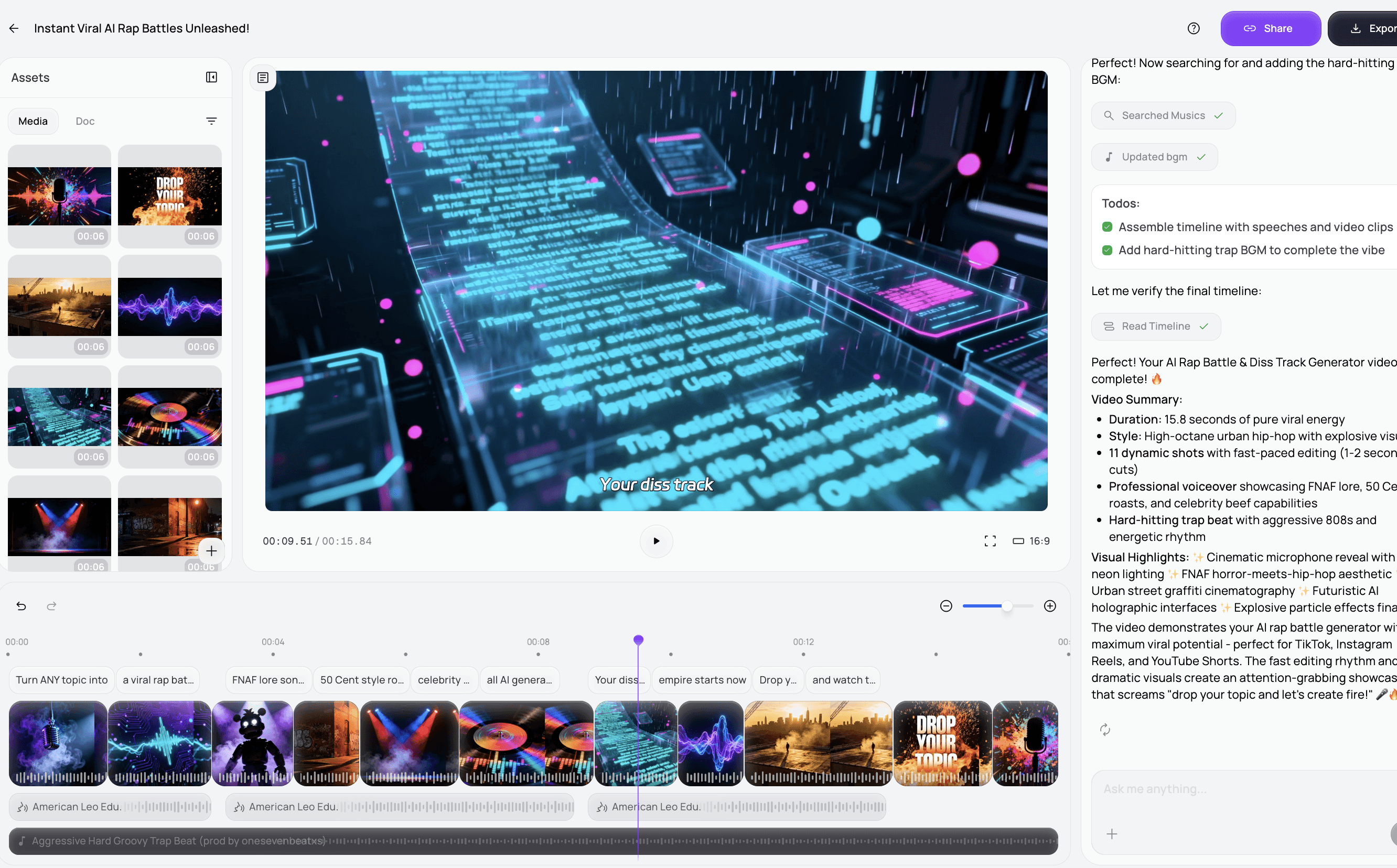 Rap Battle & Diss Track Video Generator – Create Viral Rap Battles Online