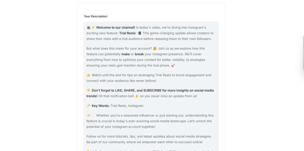 YouTube Description Generator - Free Tool