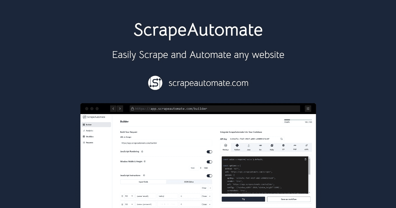 ScrapeAutomate: Web Scraping Simplified
