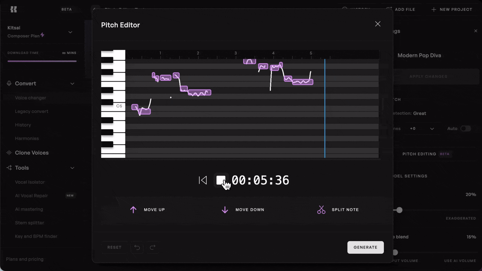 AI Pitch Editor | Tune and Stylize Vocals with MIDI-Style Pitch Editing