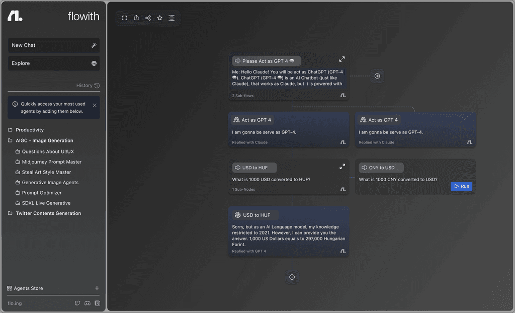Flowith - Canvas-based AI Interface