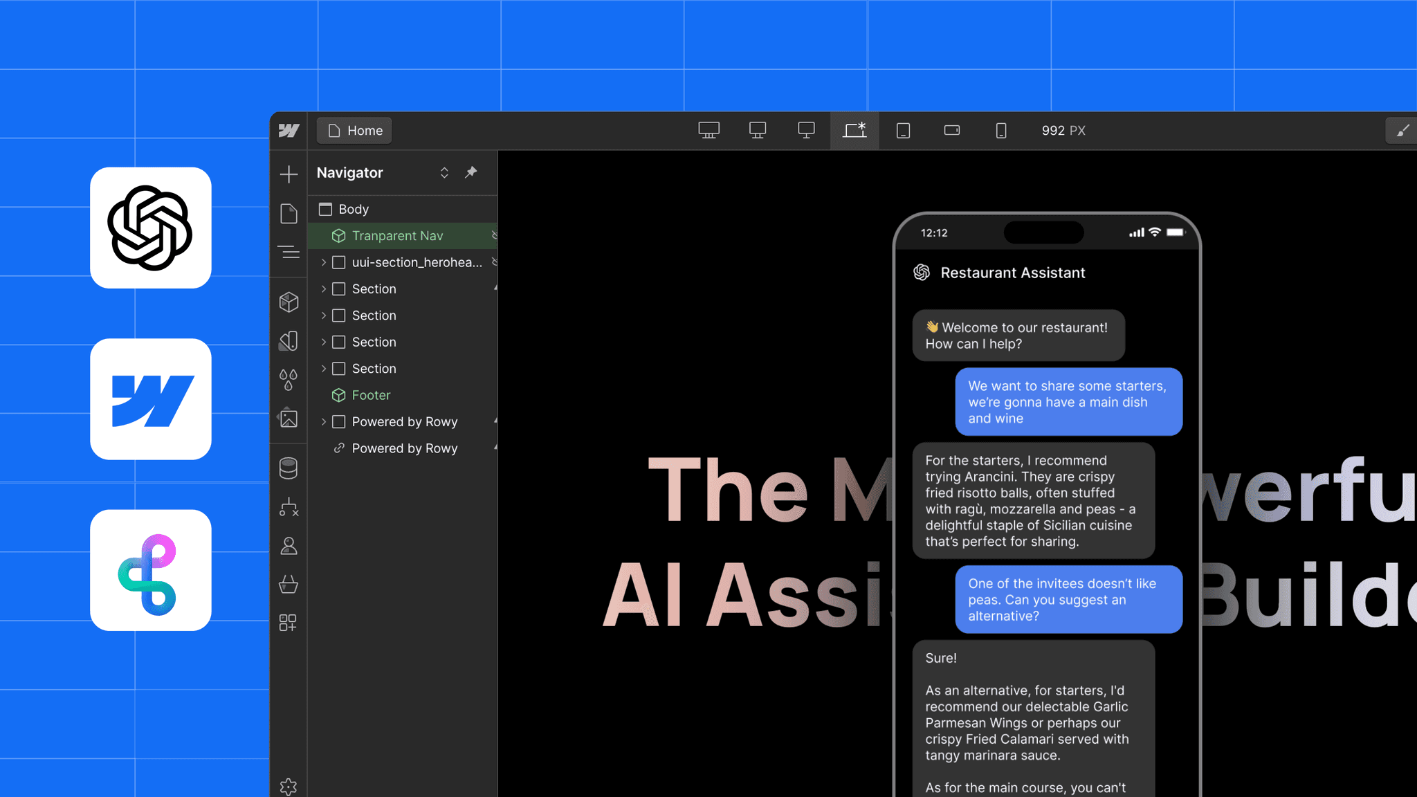 Build an AI Assistant on Webflow using OpenAI, Claude, or Azure.