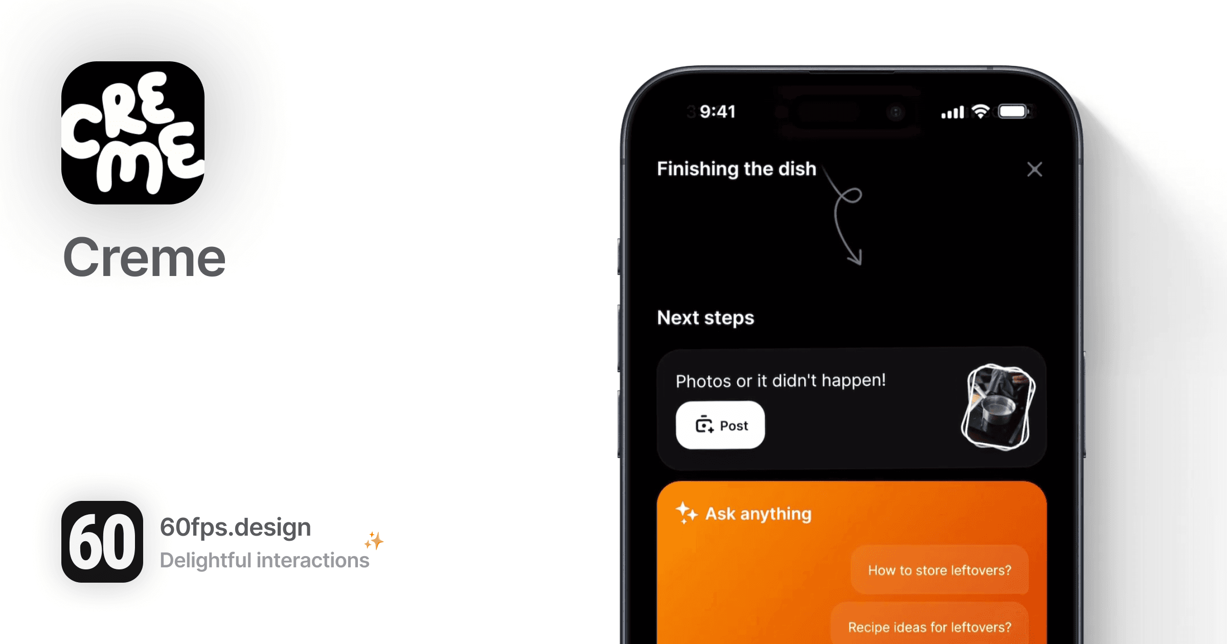 Creme iOS App UI/UX animation