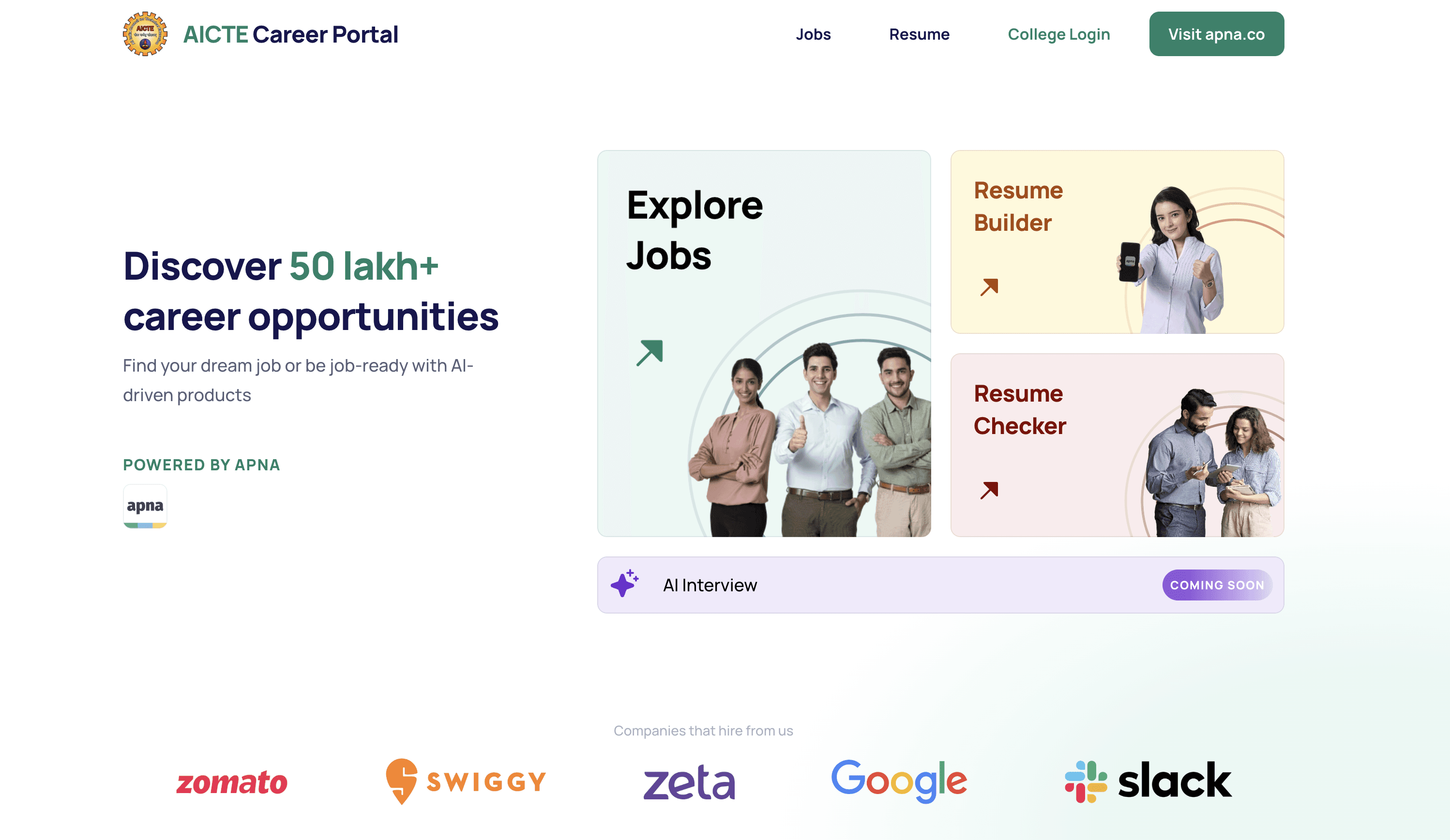 AICTE Career Portal: Student Login