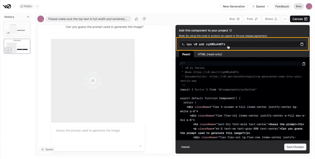 Generative Fullstack: Frontend UI with Vercel v0 and Backend with BuildShip