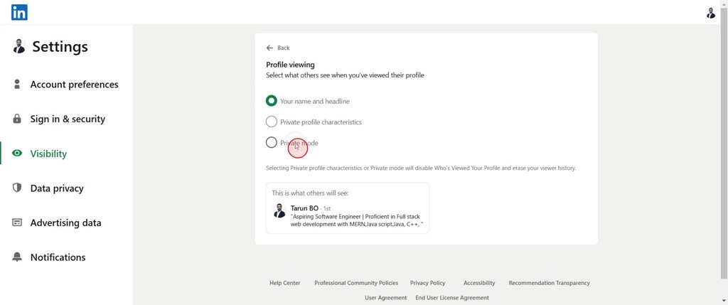 How to turn off LinkedIn showing profile views - 1 minute video guide