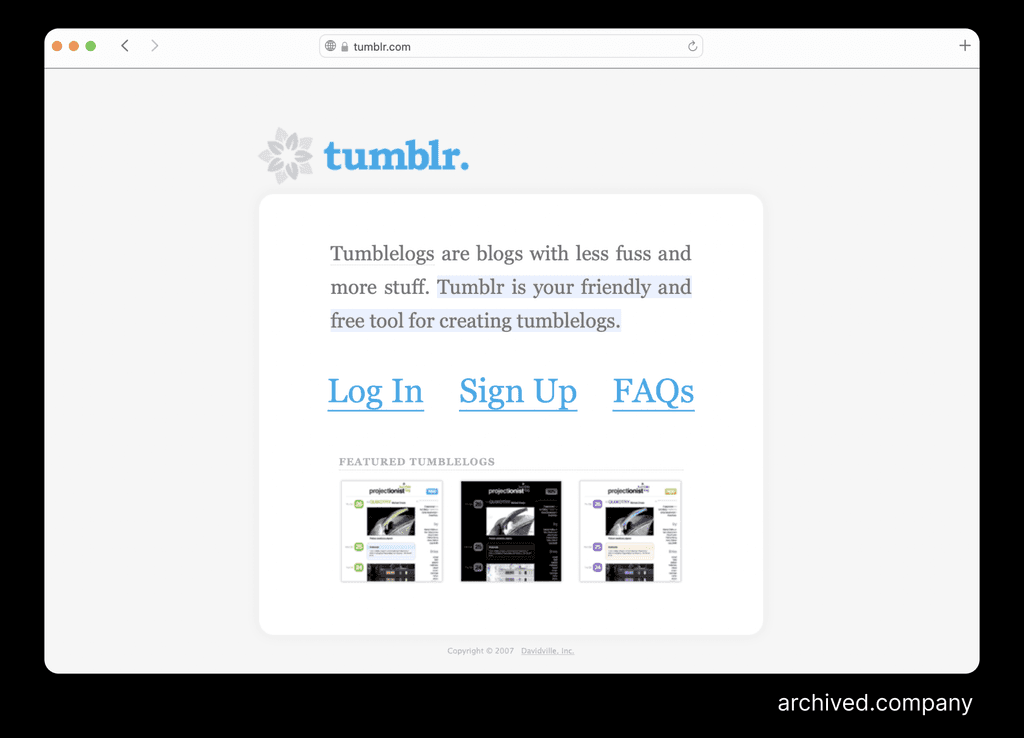 Tumblr (2007) - Archived