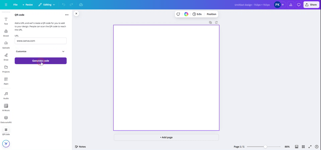 Come creare un codice QR in Canva – Tutorial rapido e facile - guida video di 1 minuto