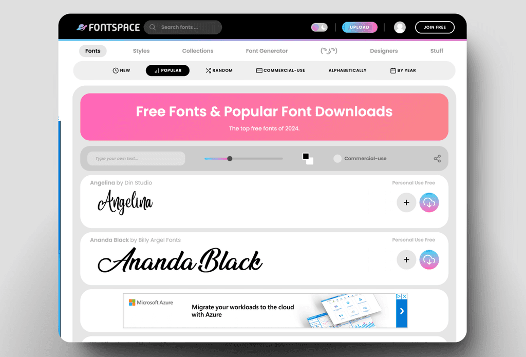 Font space