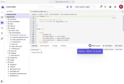 Paradime | Getting Started with dbt™ Defer