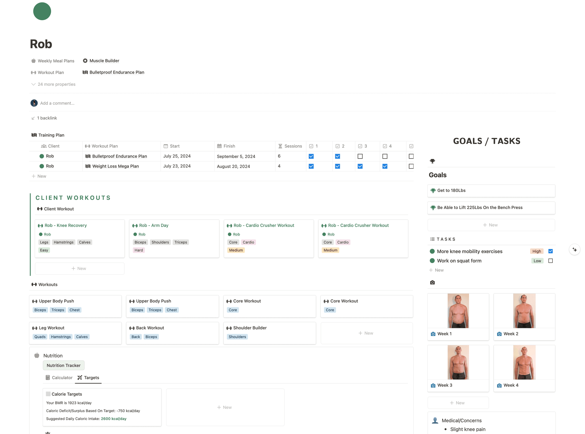 Notion Personal Trainer Template | PRO COACH