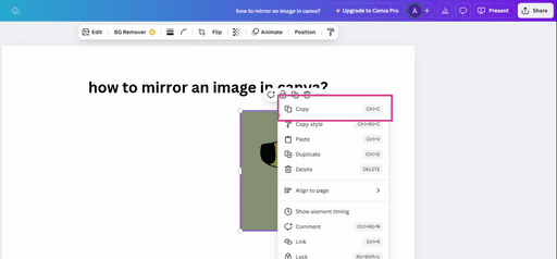 How to mirror an image in Canva