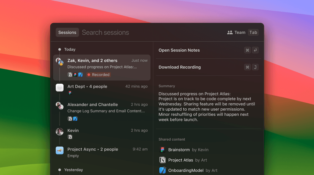 Past Sessions - Multi Changelog