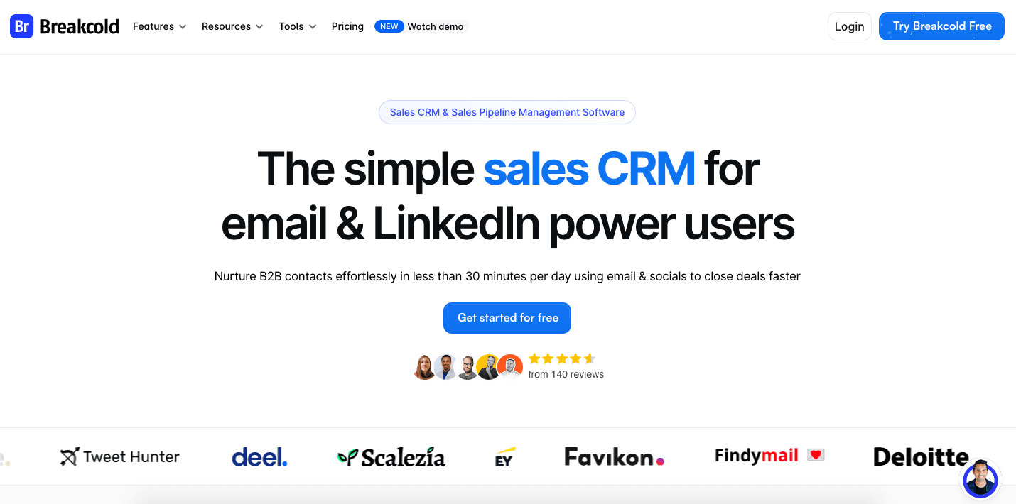 CRM Integration with Chrome Extension - Works with Breakcold AI Sales CRM