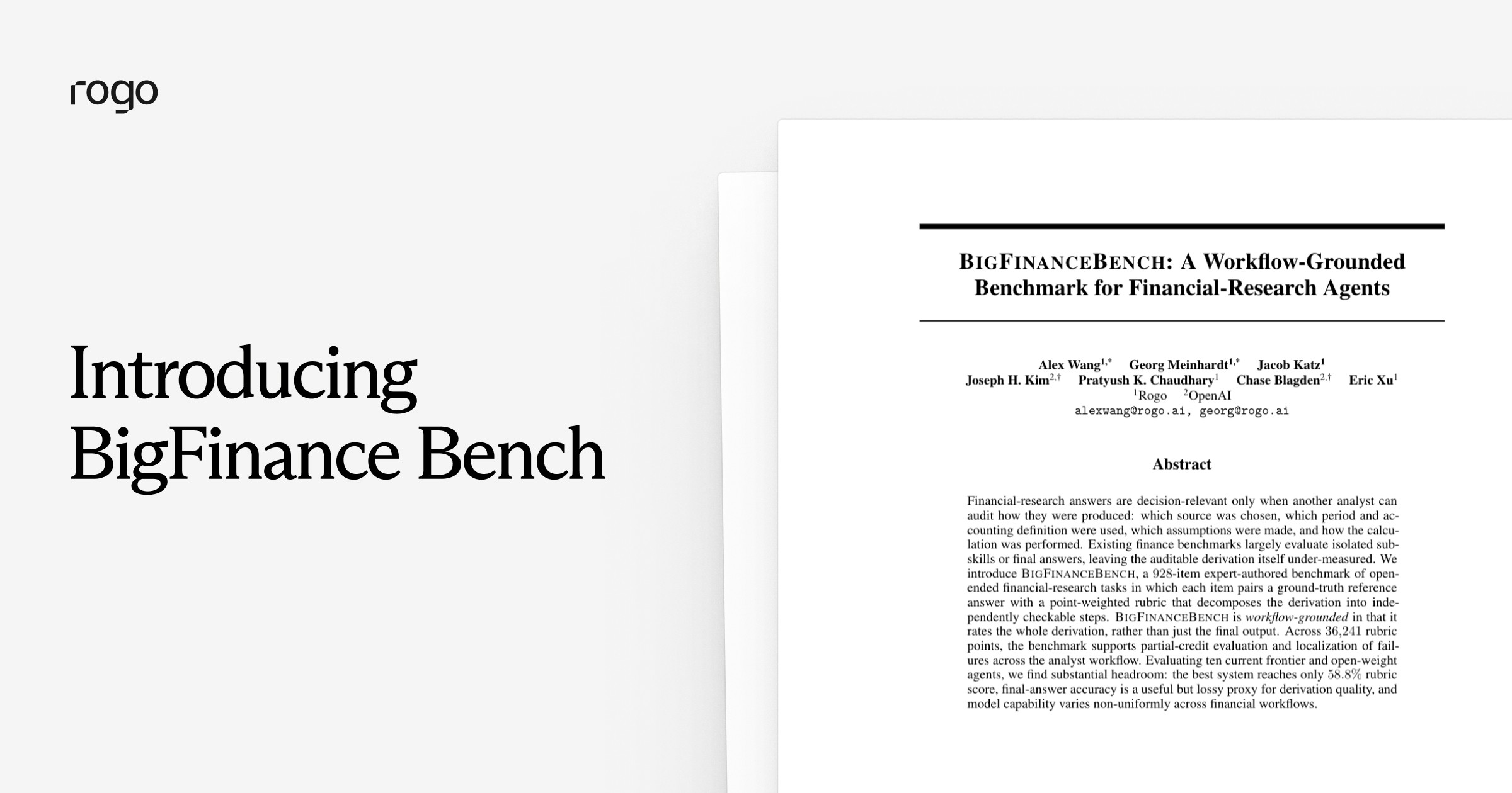 Rogo's Big Finance Bench | Rogo