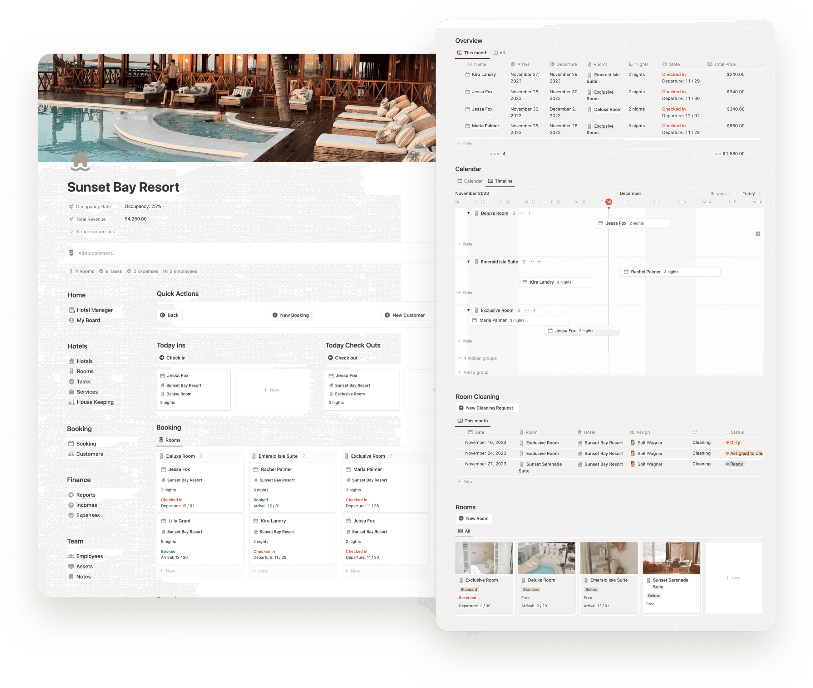 Notion Hotel Management Template @ Solt Wagner