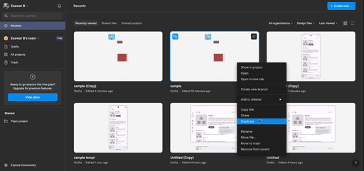 How to Duplicate a File in Figma - 1 minute video guide