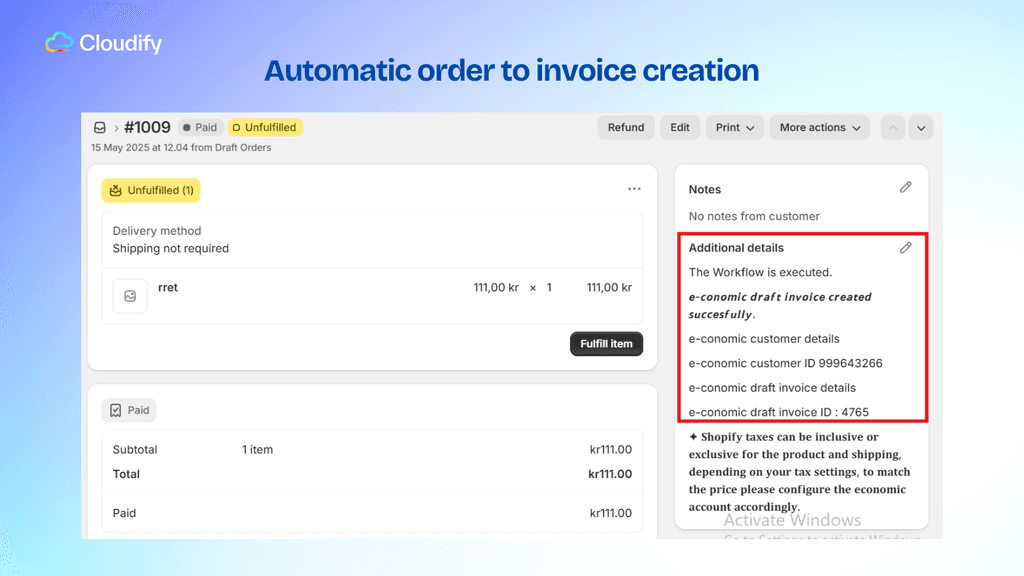 Visma e-conomic Integration - Cloudify