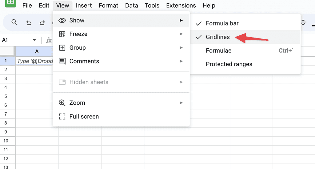 How to Remove Gridlines in Google Sheets