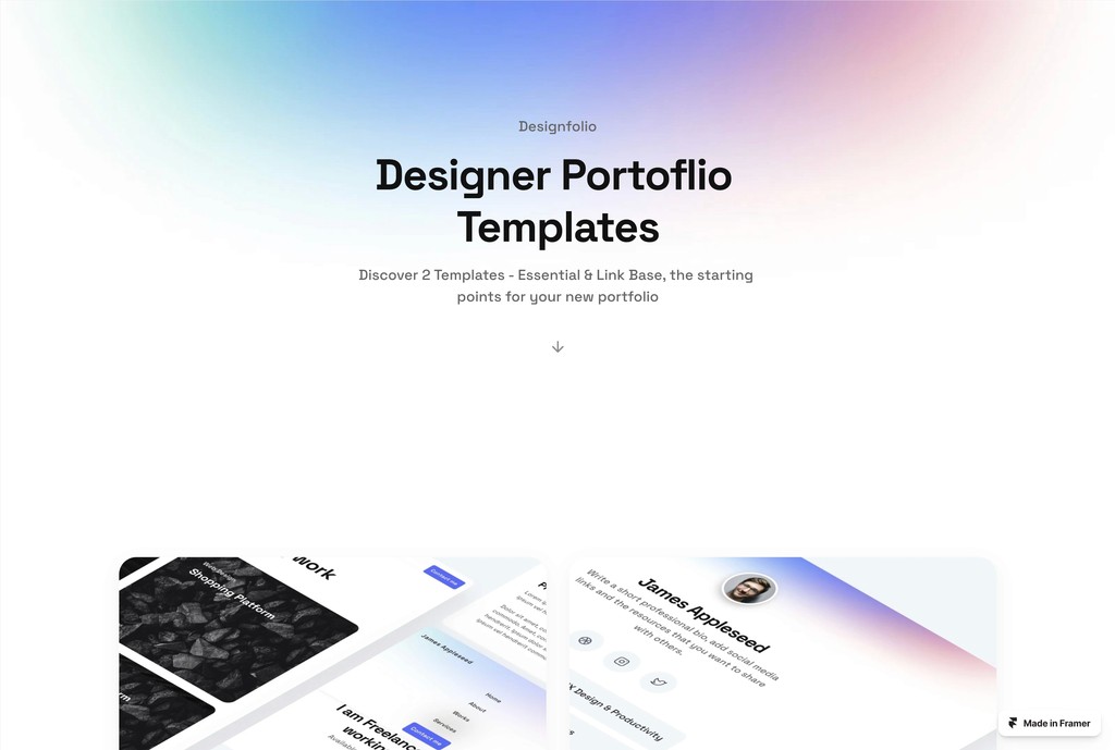 Designfolio — Portfolio template — Framer Template