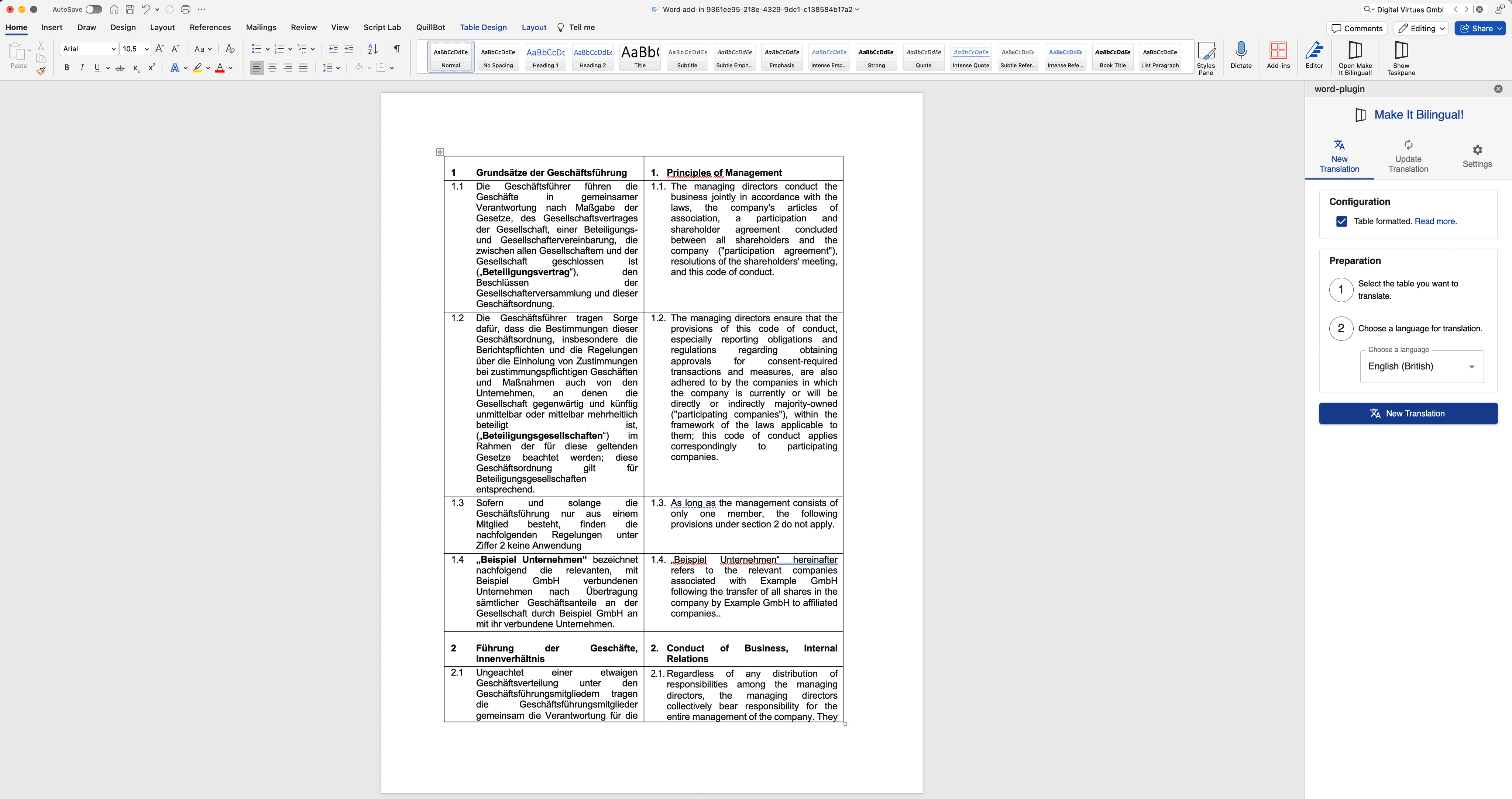 Make It Bilingual! Flawless contract translations in Word