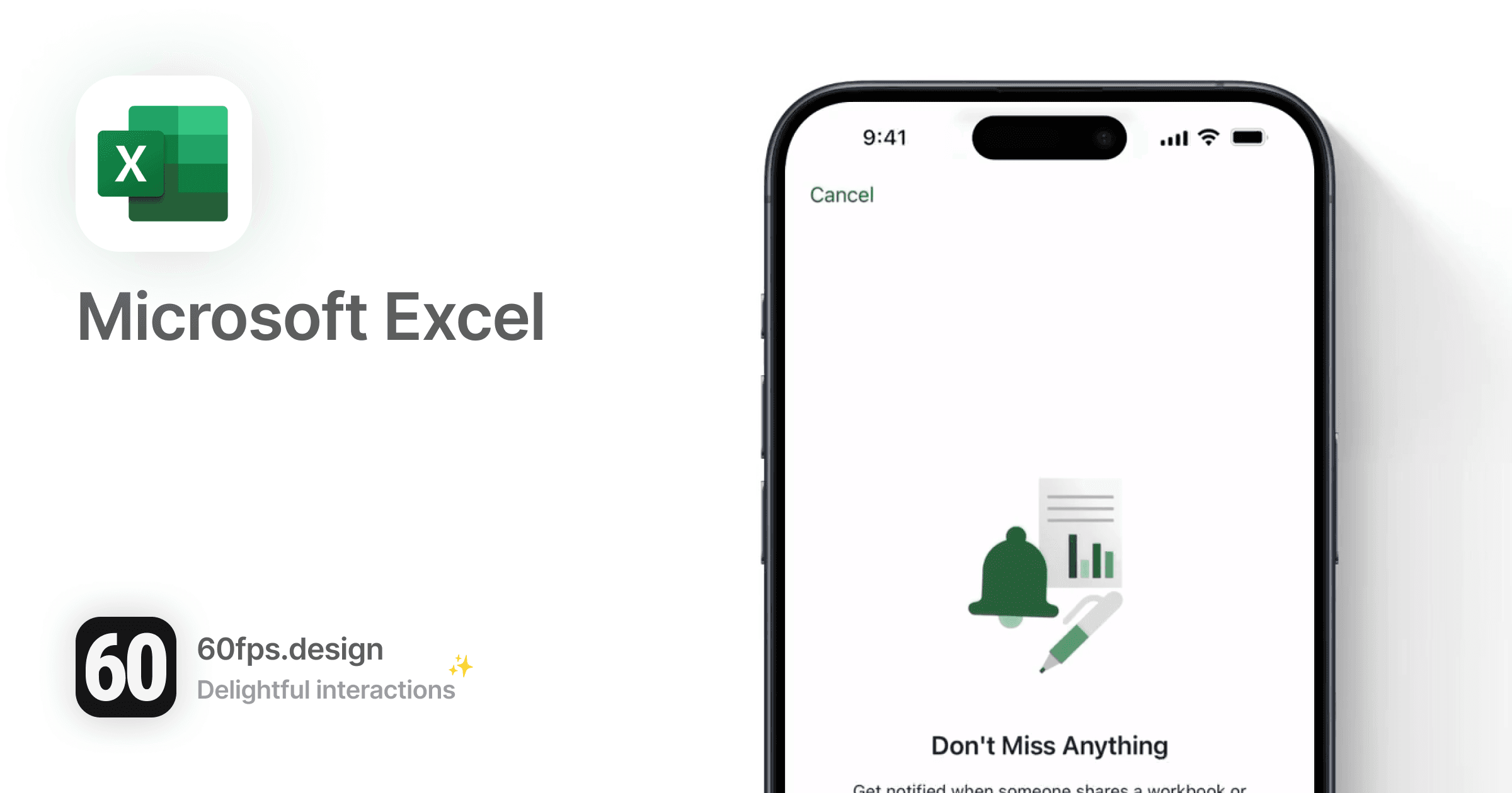 Microsoft Excel iOS App UI/UX animation