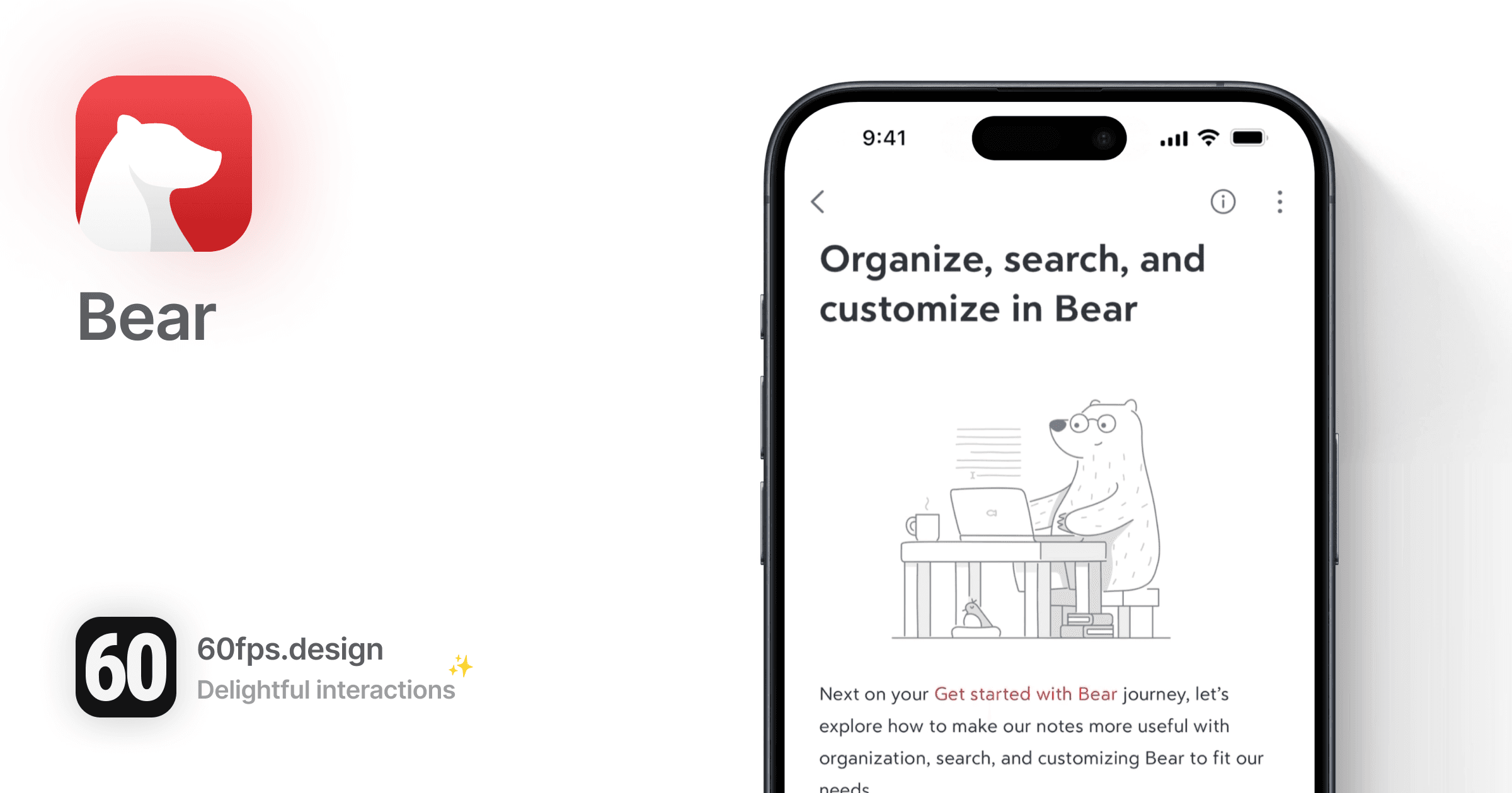 Bear iOS App UI/UX animation
