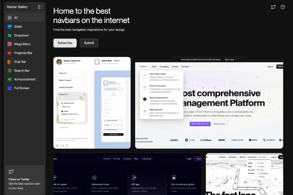 Navbar Gallery - Toolfolio.io