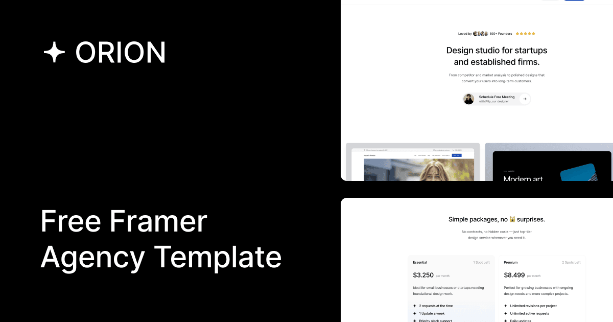 ORION - Minimalistic agency framer template