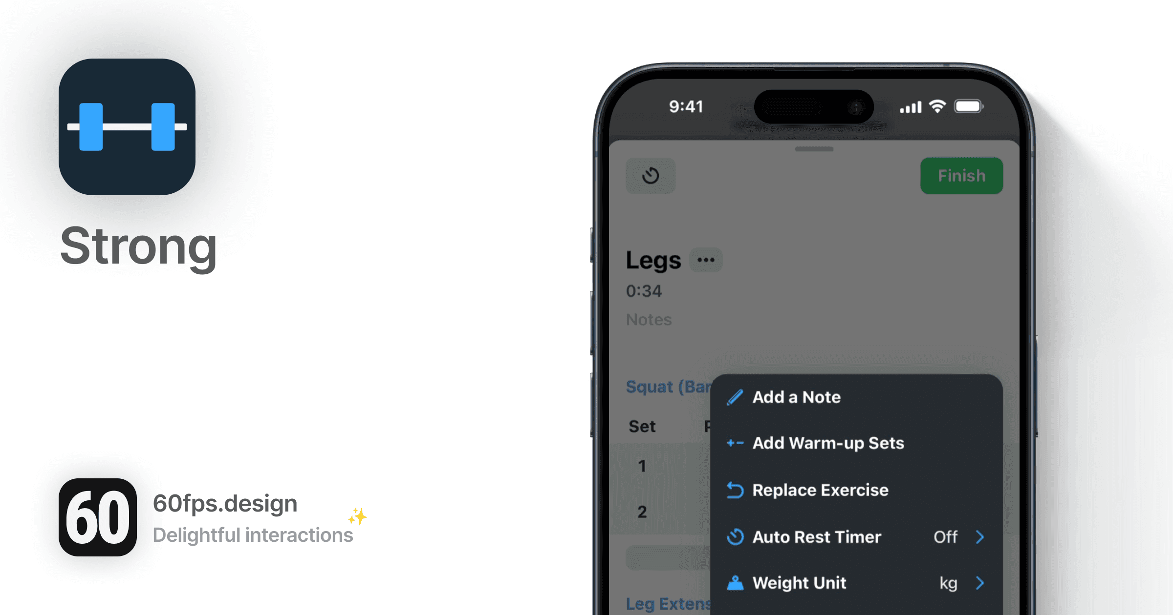 Strong iOS App UI/UX animation