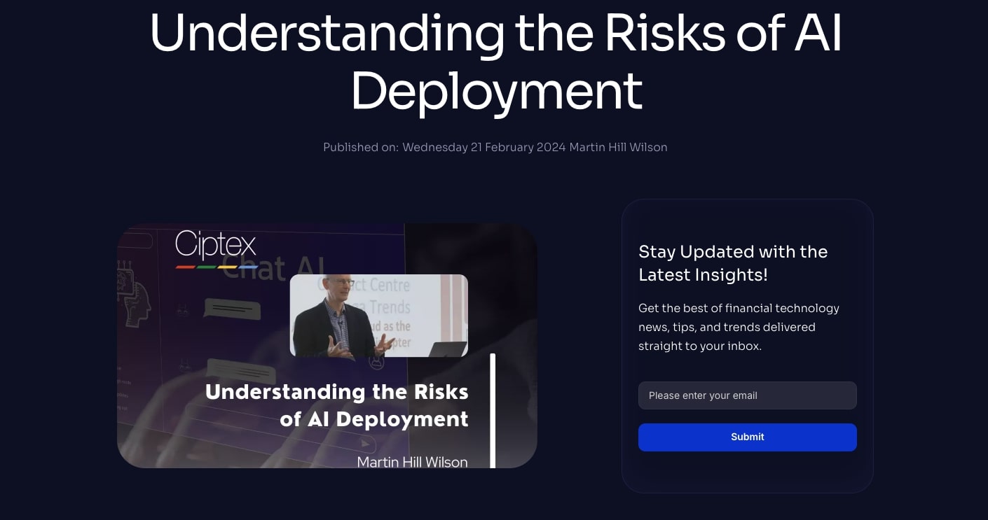 Understanding the Risks of AI Deployment | Ciptex