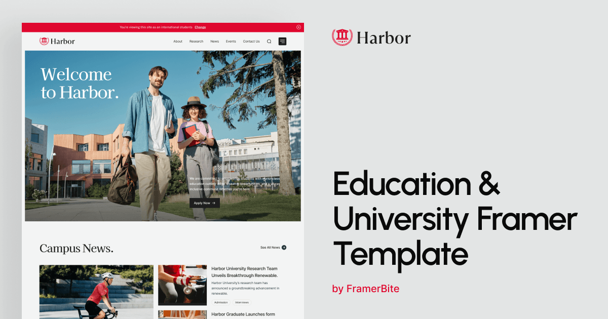 Harbor - University Website Framer Template