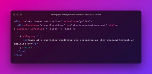 Accesible web animations: ARIA live regions