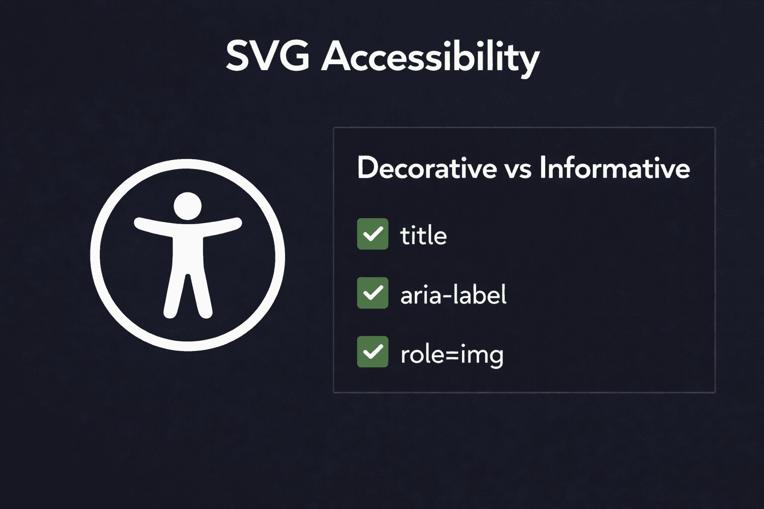 SVG Accessibility Guide: Titles, ARIA, Decorative vs Informative Icons