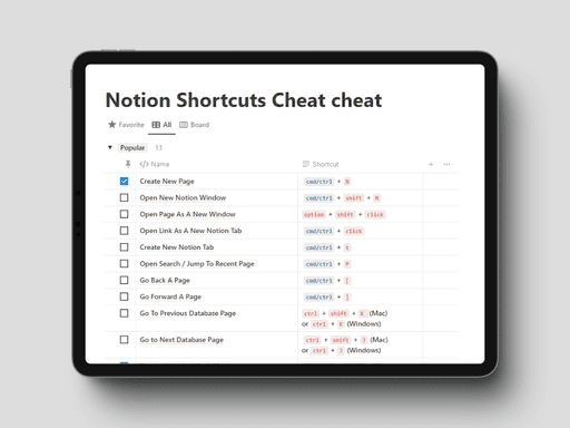 All Notion Shortcuts for Mac & Windows : Ultimate Guide + Cheat Sheet