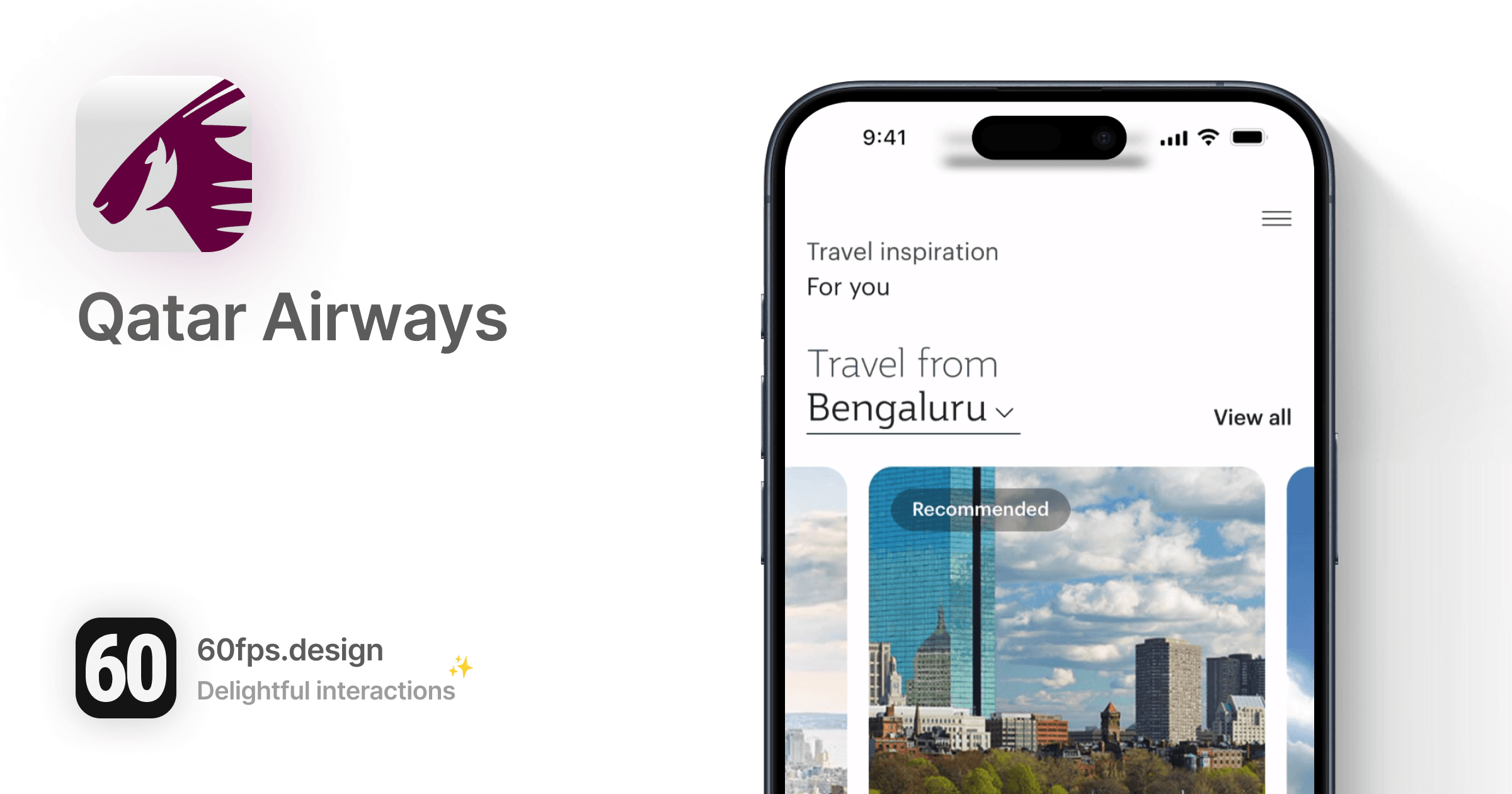 Qatar Airways iOS App UI/UX animation