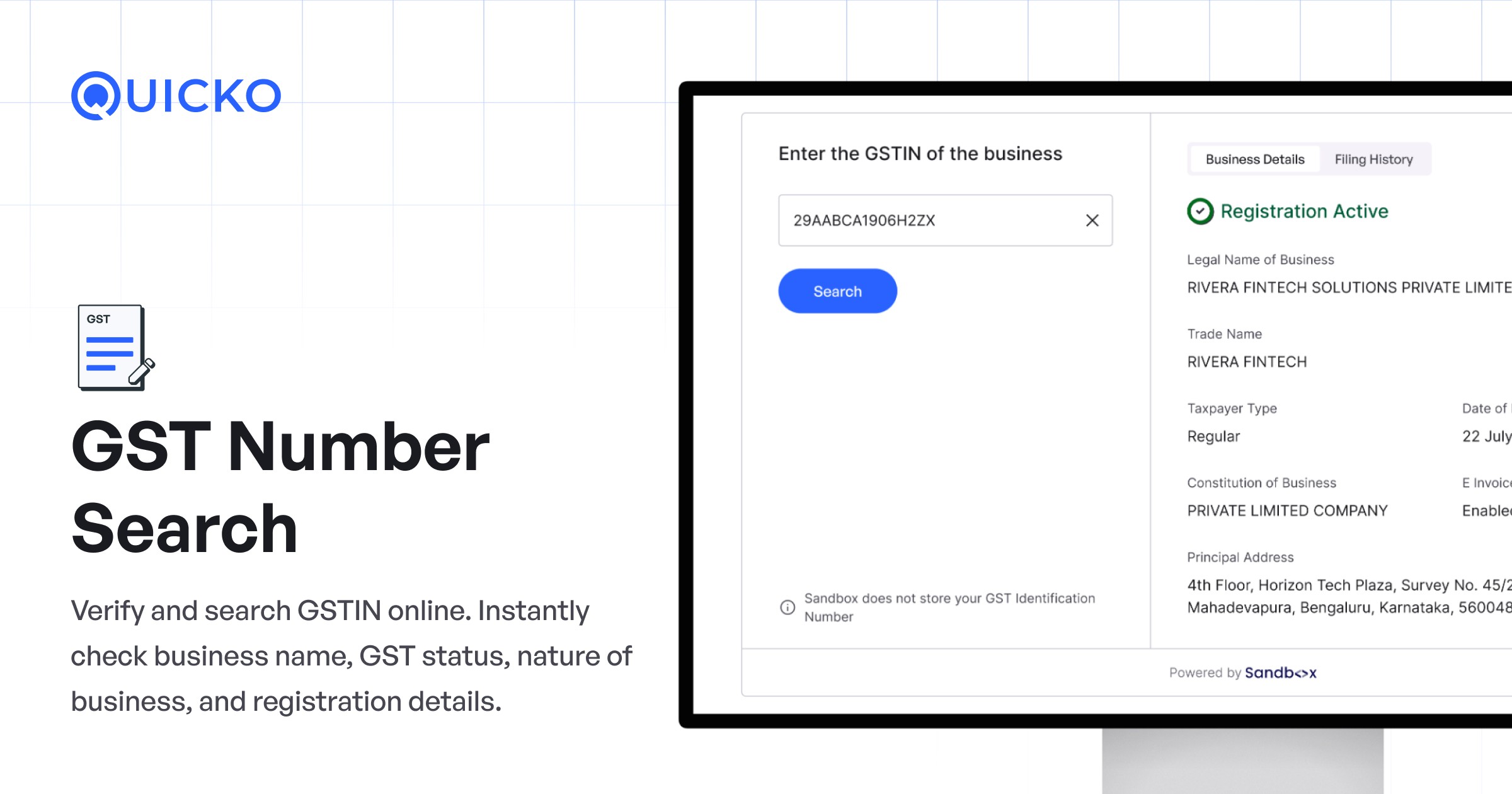 GST Number Search - Free GSTIN Verification Tool | Quicko