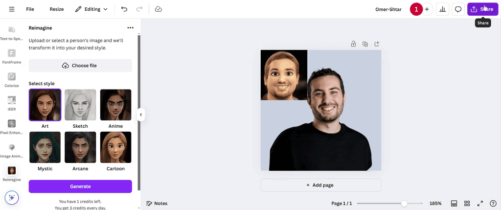 How to Cartoonize a Photo in Canva – Step-by-Step Guide - 1 minute ...