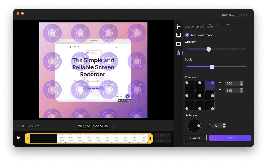 Add Watermark - 1001 Record User Guide
