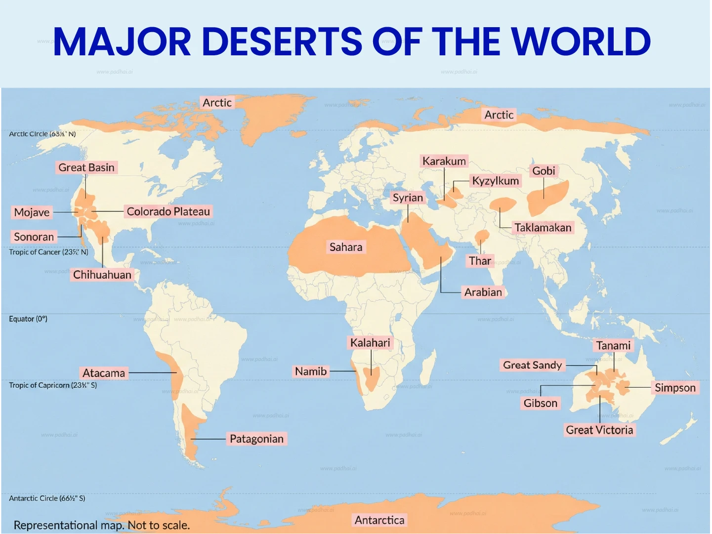 Major Deserts in the World Map | PDF Download
