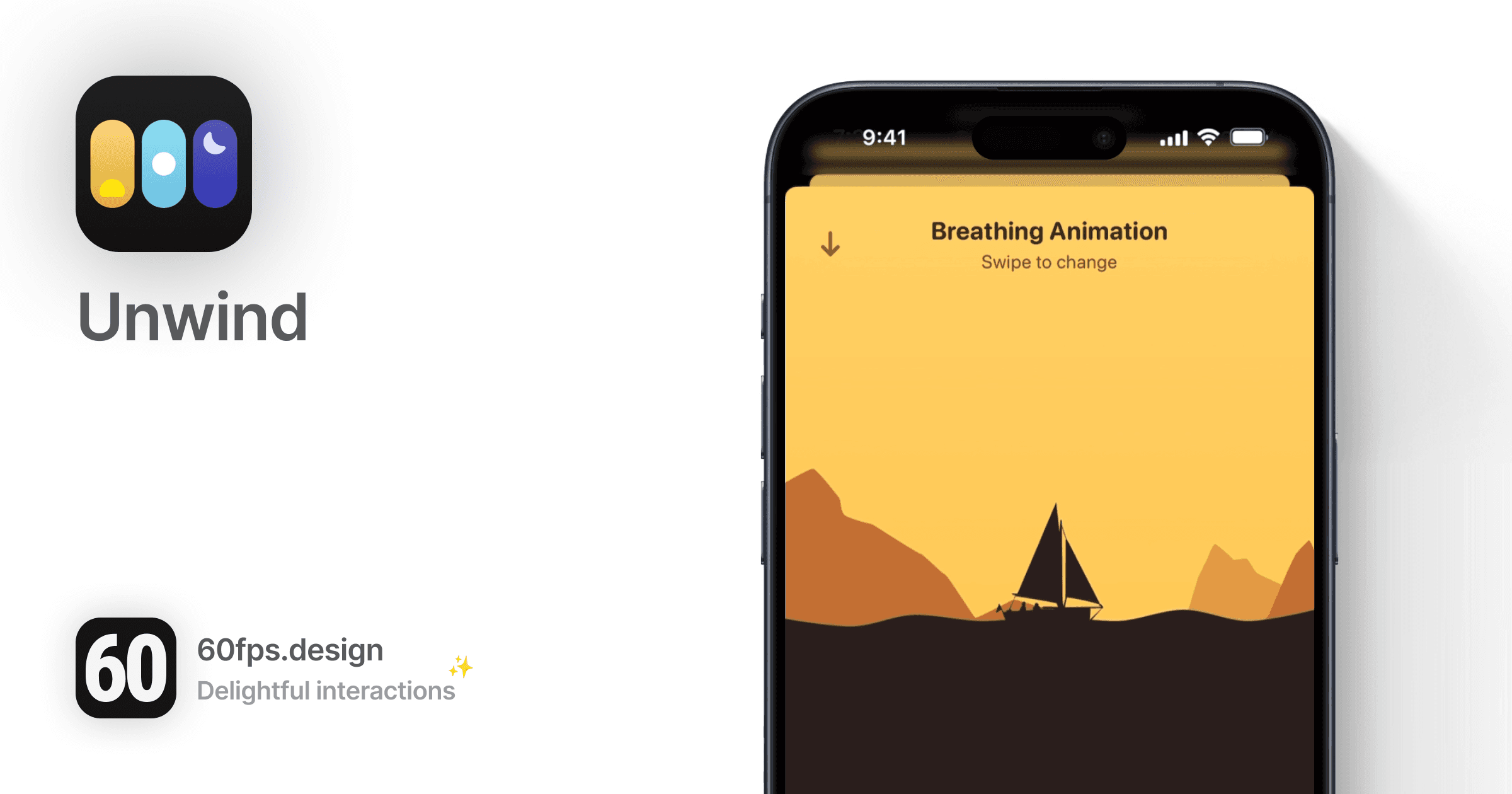 Unwind iOS App UI/UX animation