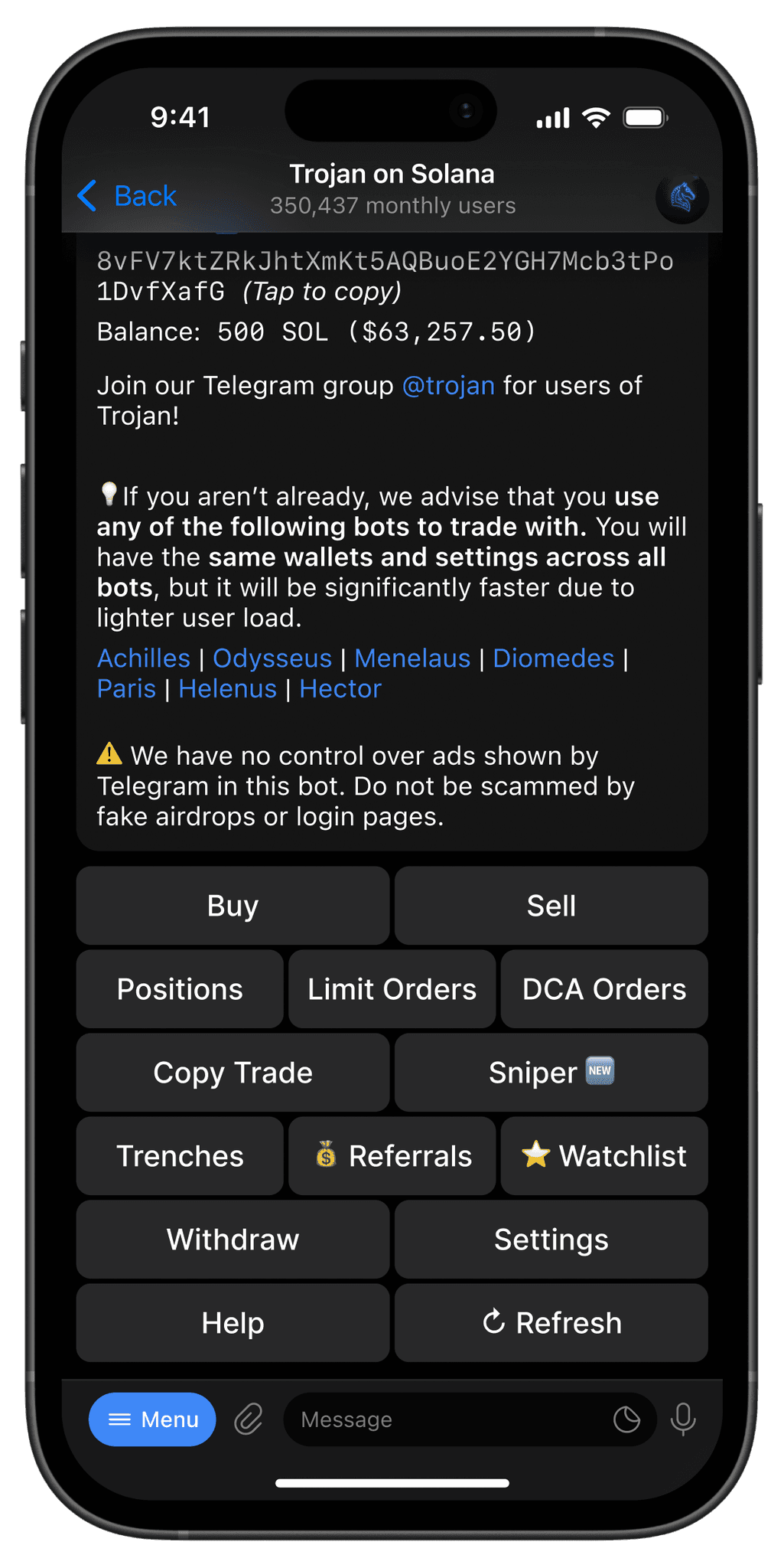 The Leading Telegram Trading Bot for Solana | Trojan On Solana