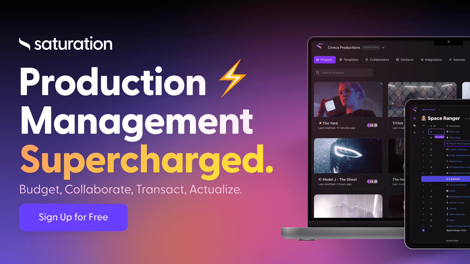 Saturation.io: Film Budgeting & Financial Management for Producers