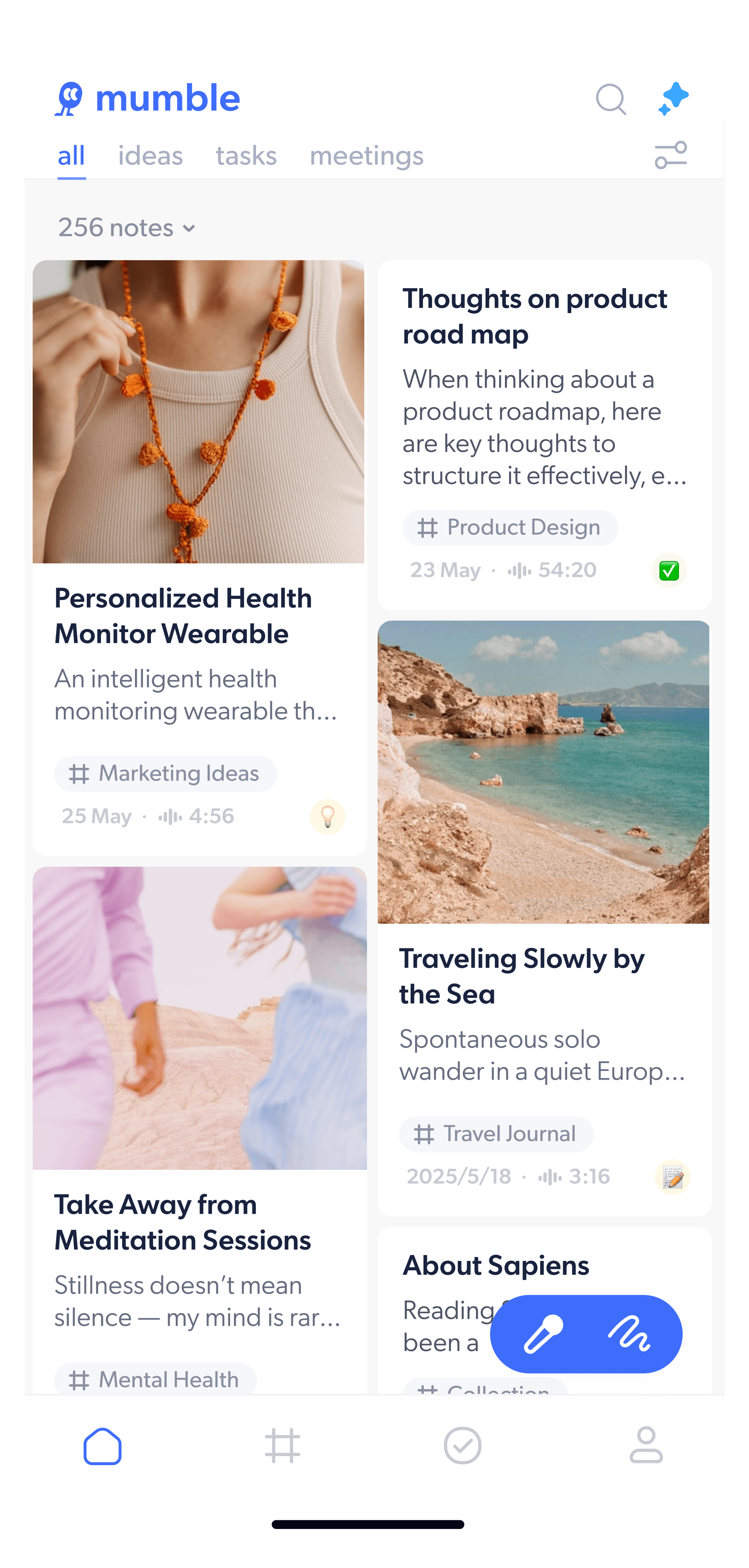 Mumble Note - The fastest AI voice notetaker on the go